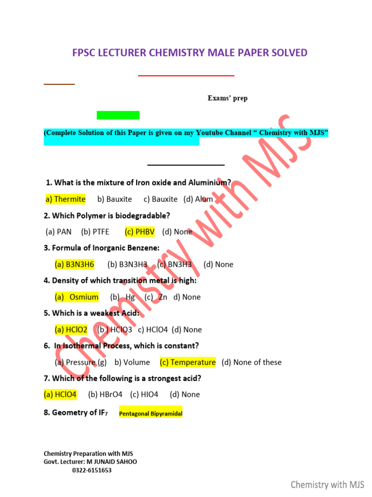 Chemistry Exam Prep with MJS | PDF | Chemical Reactions | Physical ...