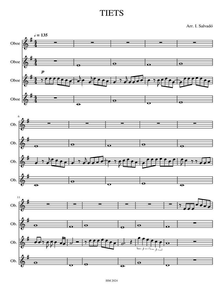 TIETS for Oboe Arrangement | PDF