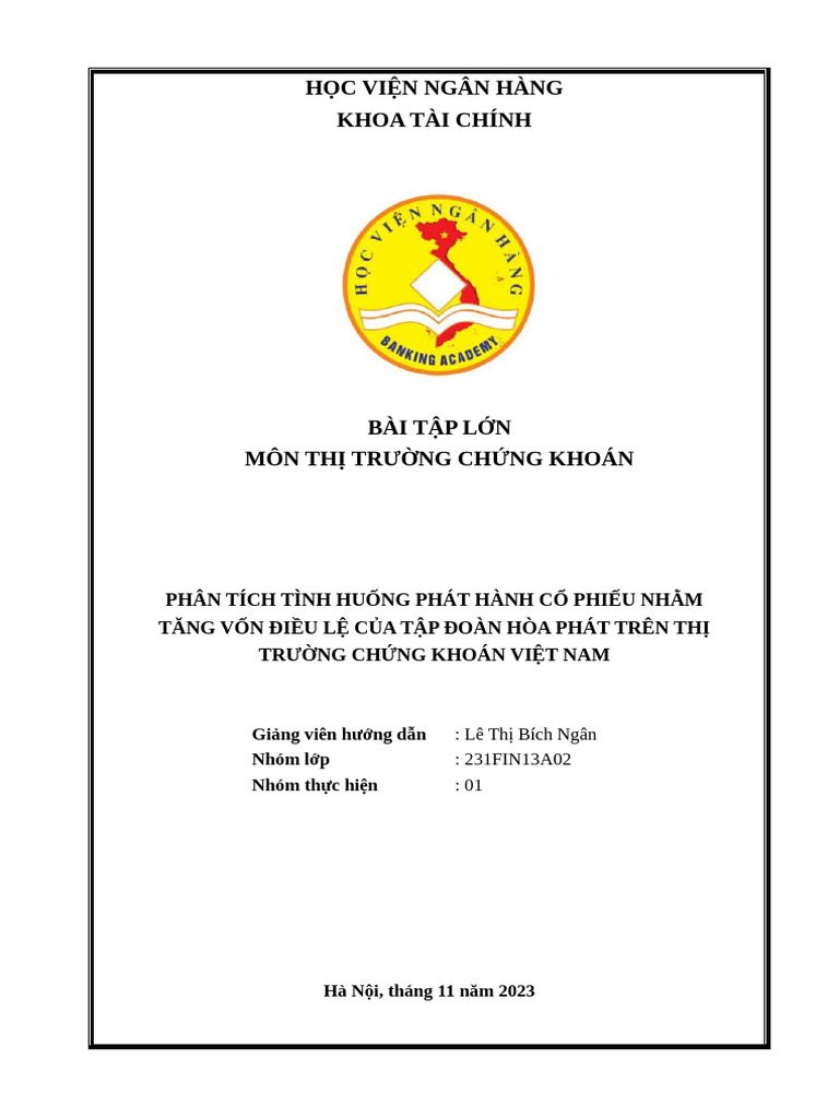 BTL 1. TTCK TĐ Hòa Phát | PDF