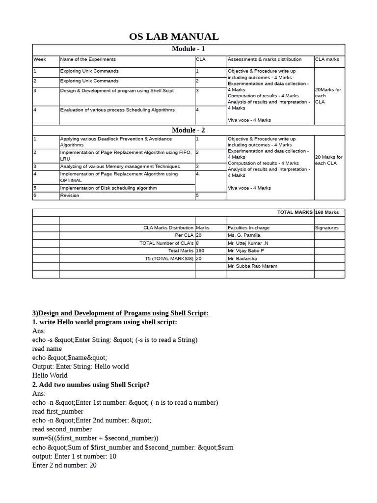 OS Lab Manual | PDF | Computer Programming | Computing