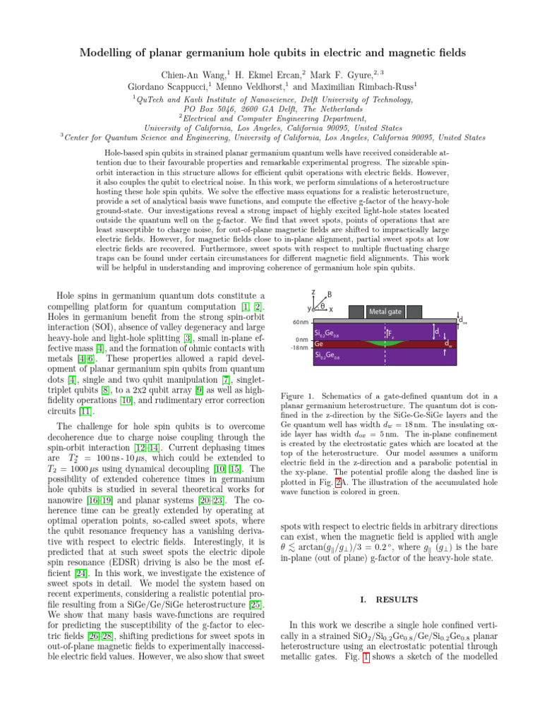 Modelling of Planar Germanium Hole Qubits in Electric and Magnetic ...