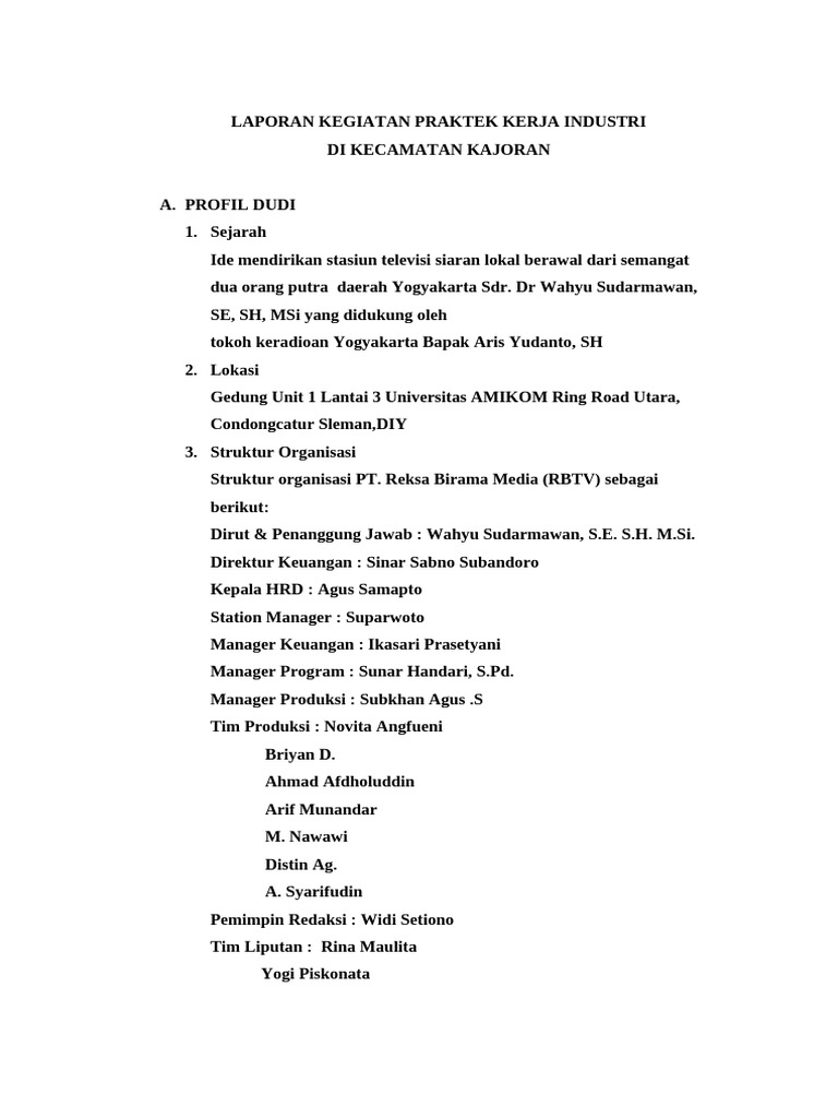 FORMAT LAPORAN KEGIATAN PRAKERIN 2024-2025 Fix | PDF