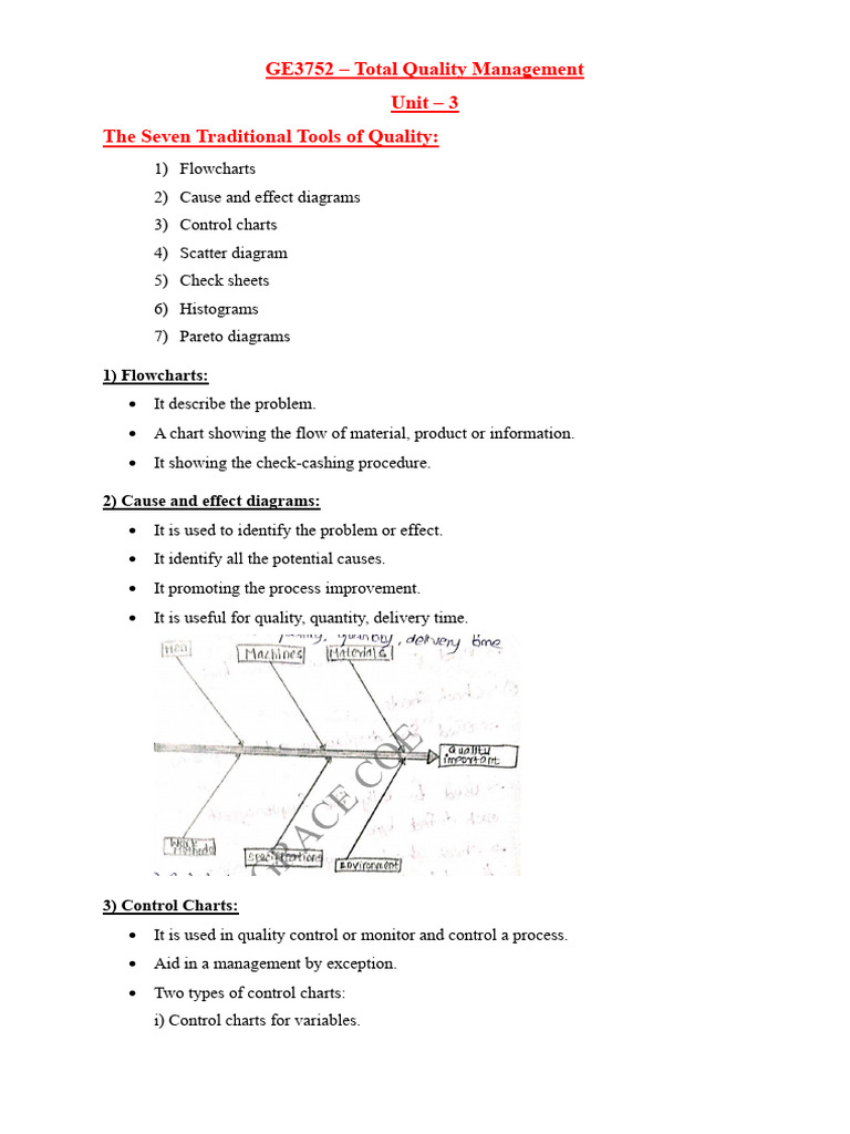 GE3752 - TQM - Unit 3 Notes | PDF