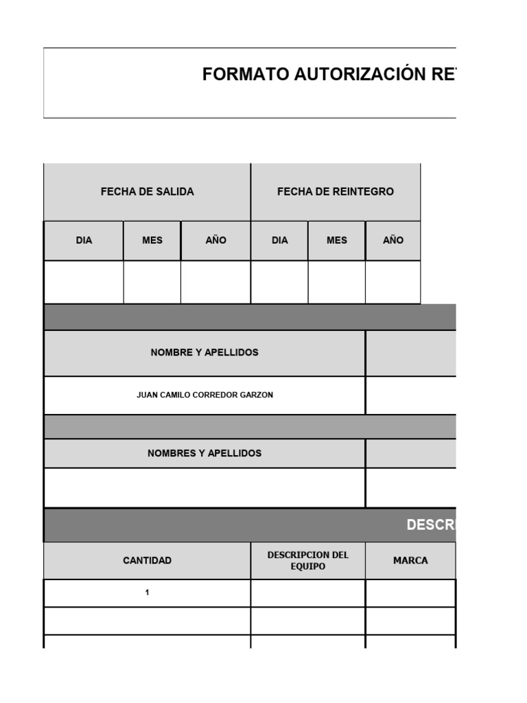 Formato de Salida de Equipos Empresariales | PDF