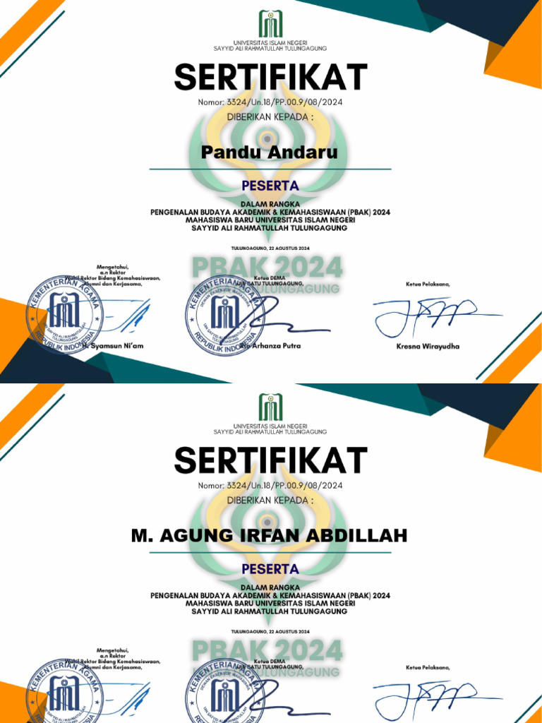 Susulan Sertifikat PBAK 2024 | PDF | Religion & Spirituality