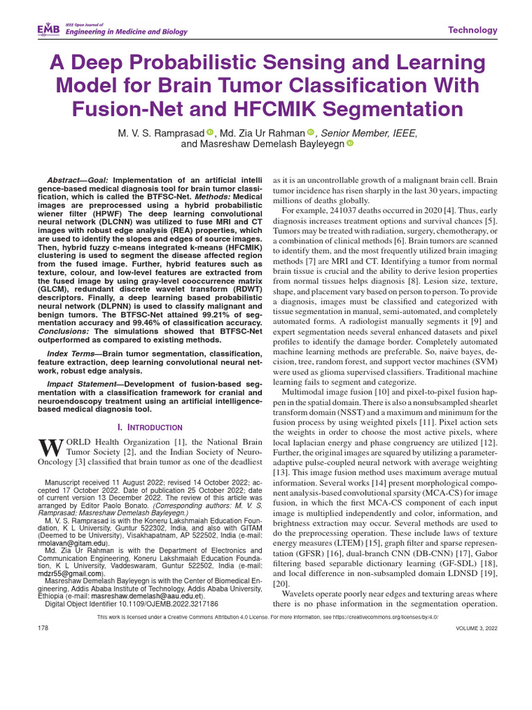 A Deep Probabilistic Sensing and Learning Model For Brain Tumor Classification With Fusion-Net ...