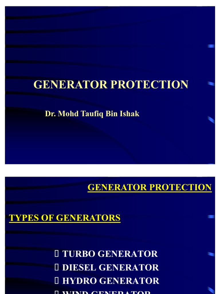 Generator Protection | PDF | Electric Generator | Relay