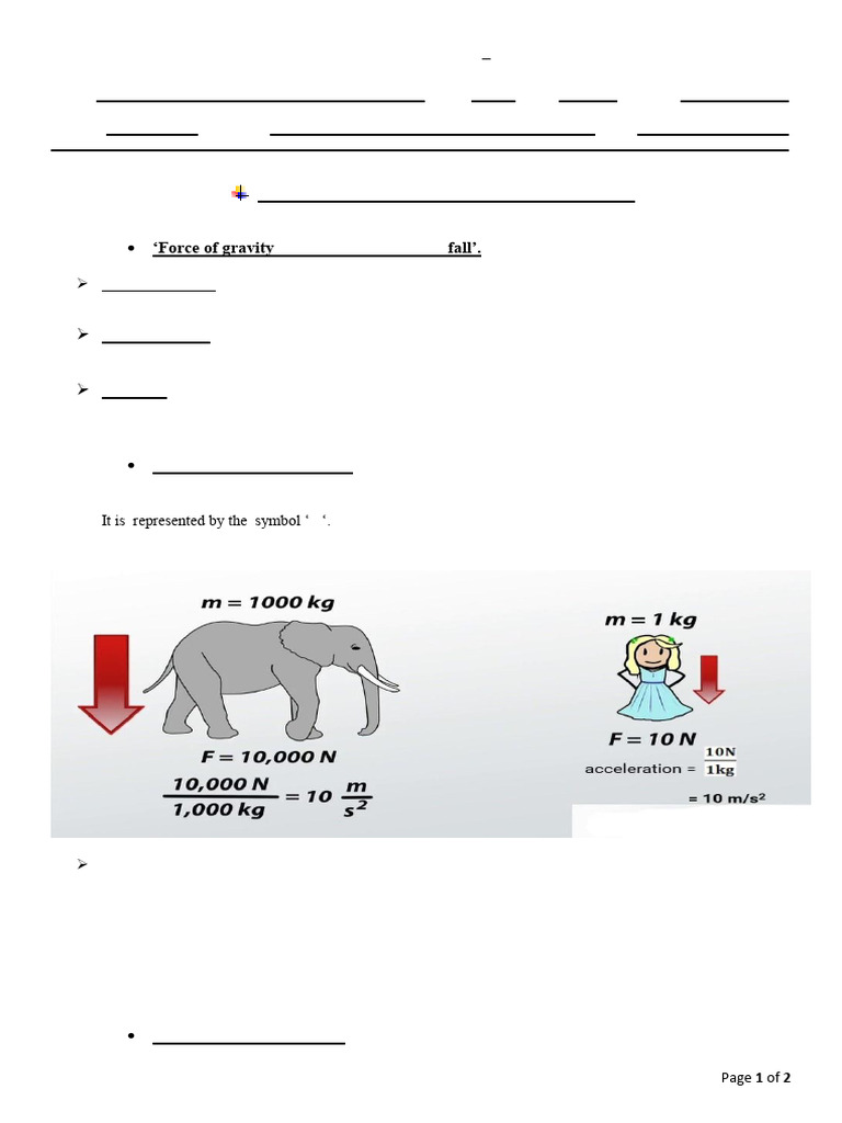 Class VII Physics - Handout | PDF | Force | Acceleration