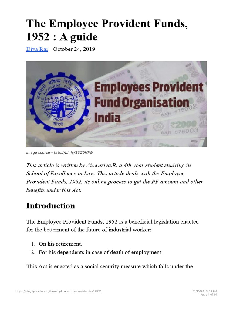 Guide to Employee Provident Funds 1952 | PDF | Government | Business