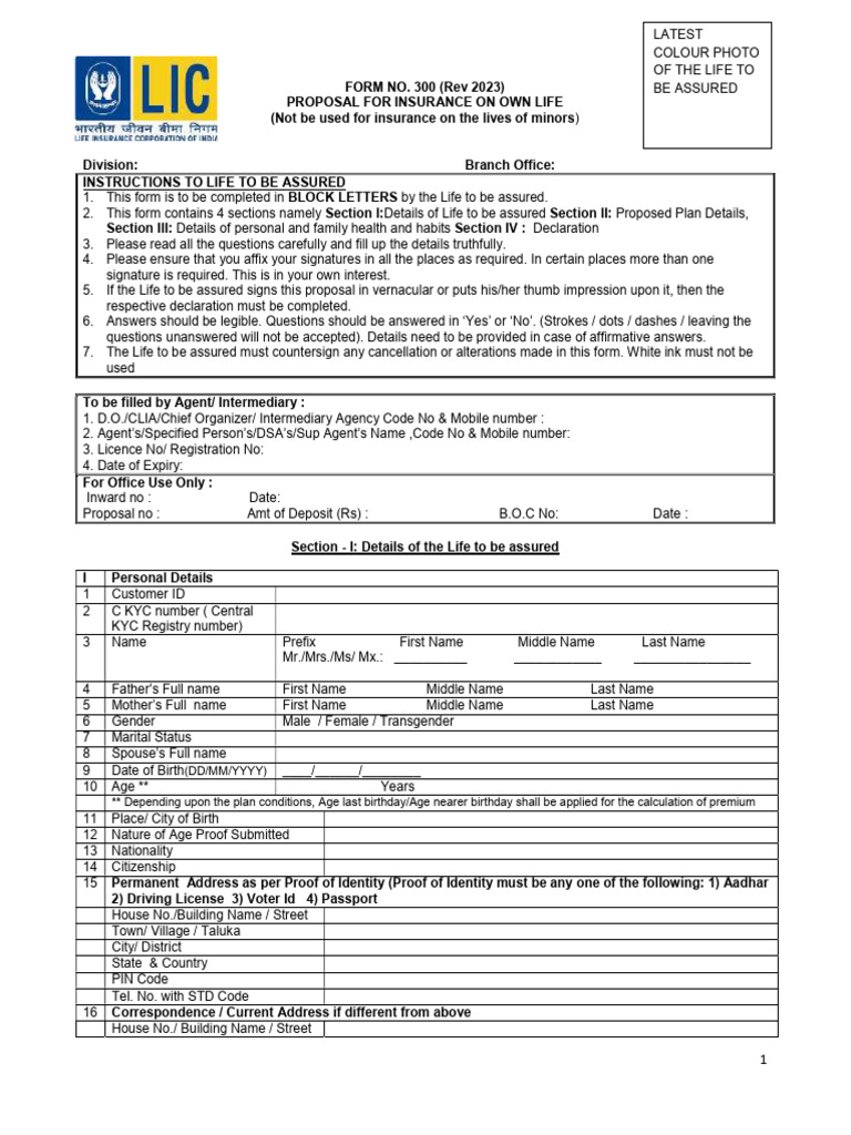 2023-11-23proposal Form 300 | PDF | Insurance | Identity Document