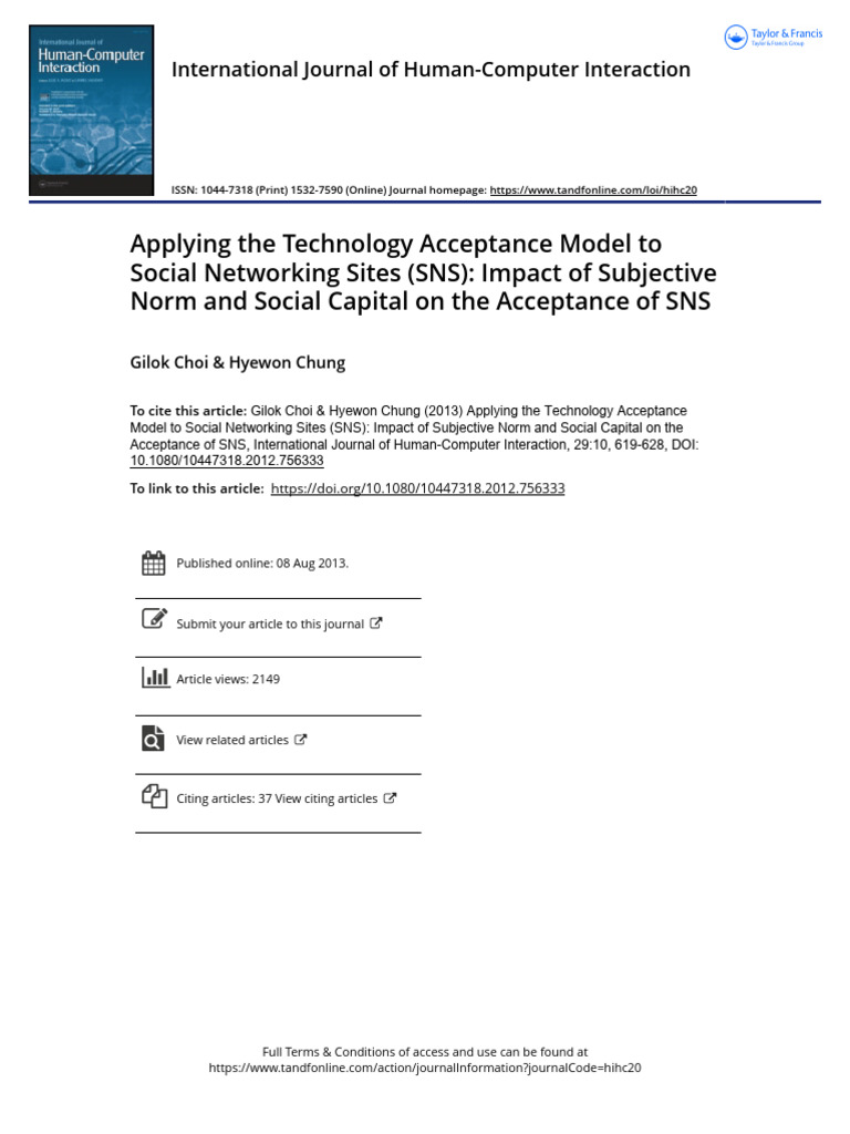 Applying The Technology Acceptance Model To Social Networking Sites SNS ...