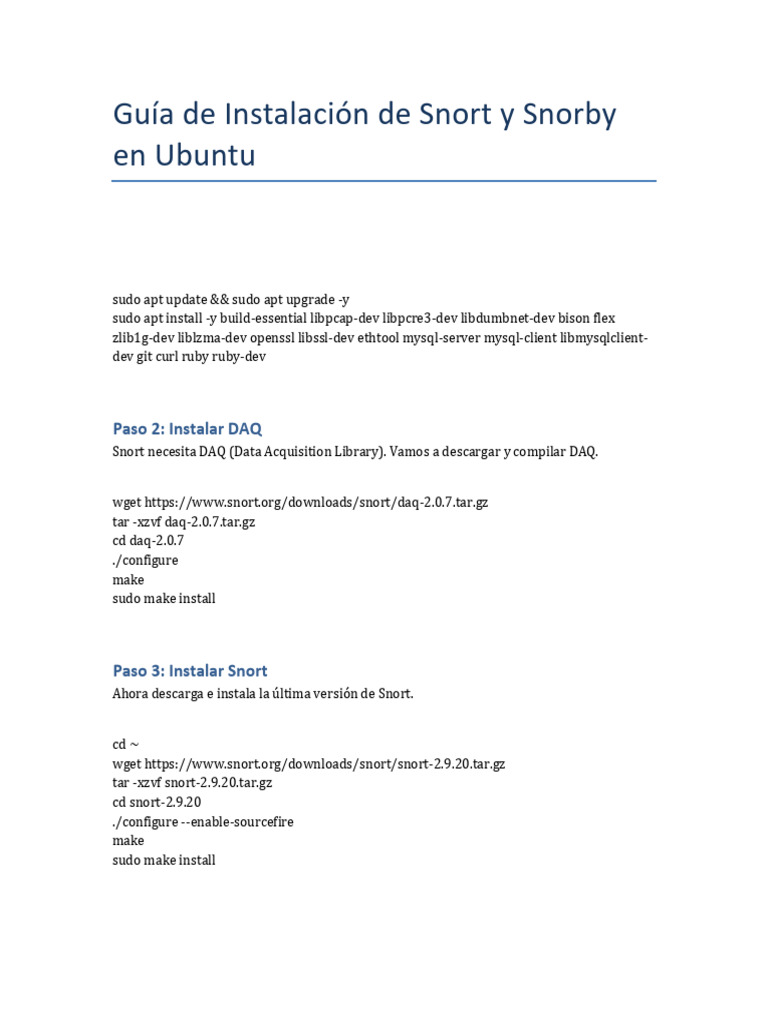 Guia Instalacion Snort Snorby | PDF | Software utilitario | Software