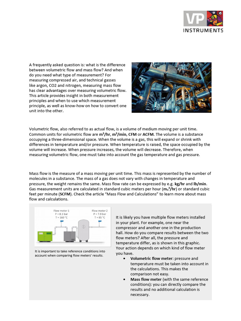 Mass vs. Volumetric Flow Explained | PDF | Flow Measurement | Gases