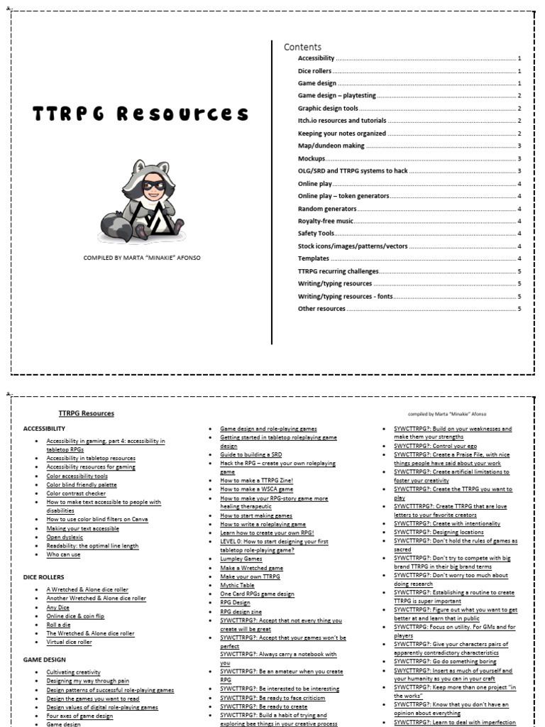 TTRPG resources 1.10 | PDF | Tabletop Role Playing Game | Role Playing ...