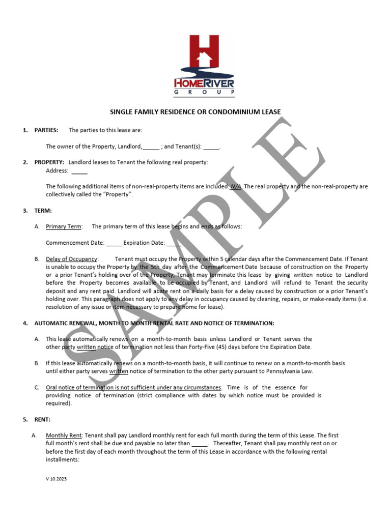 Sample HRG Pennsylvania RBP Lease | PDF | Lease | Leasehold Estate