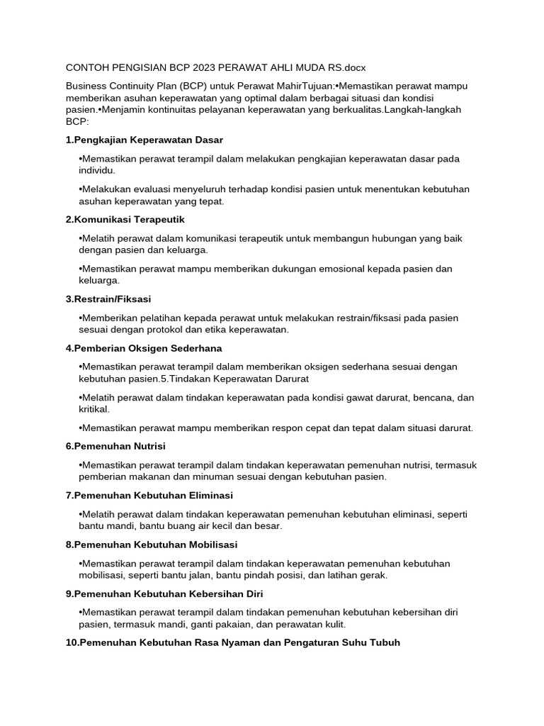 Contoh Pengisian BCP 2023 Perawat Ahli Muda Rs | PDF | Pengembangan Diri | Sains & Matematika