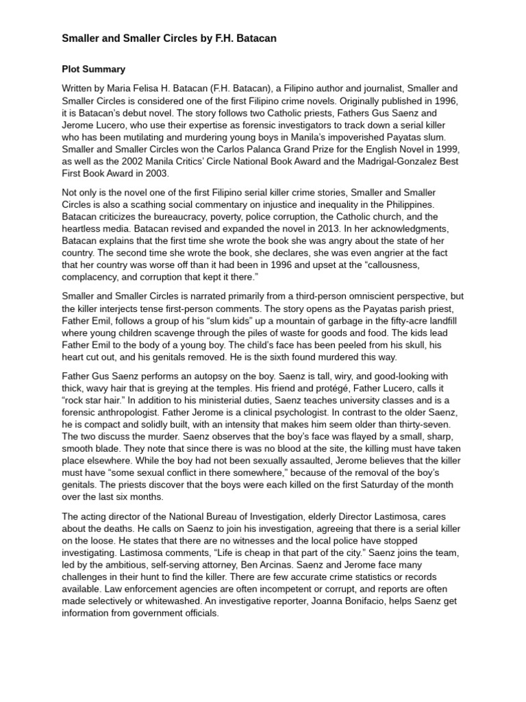 Smaller and Smaller Circles by FH Batacan | PDF | Crimes | Crime & Violence