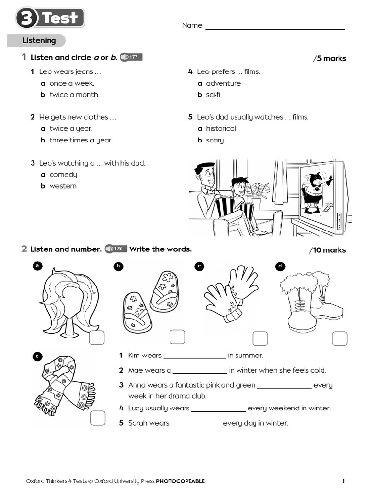 Oxford_Thinkers_4_Unit_3_Test | PDF