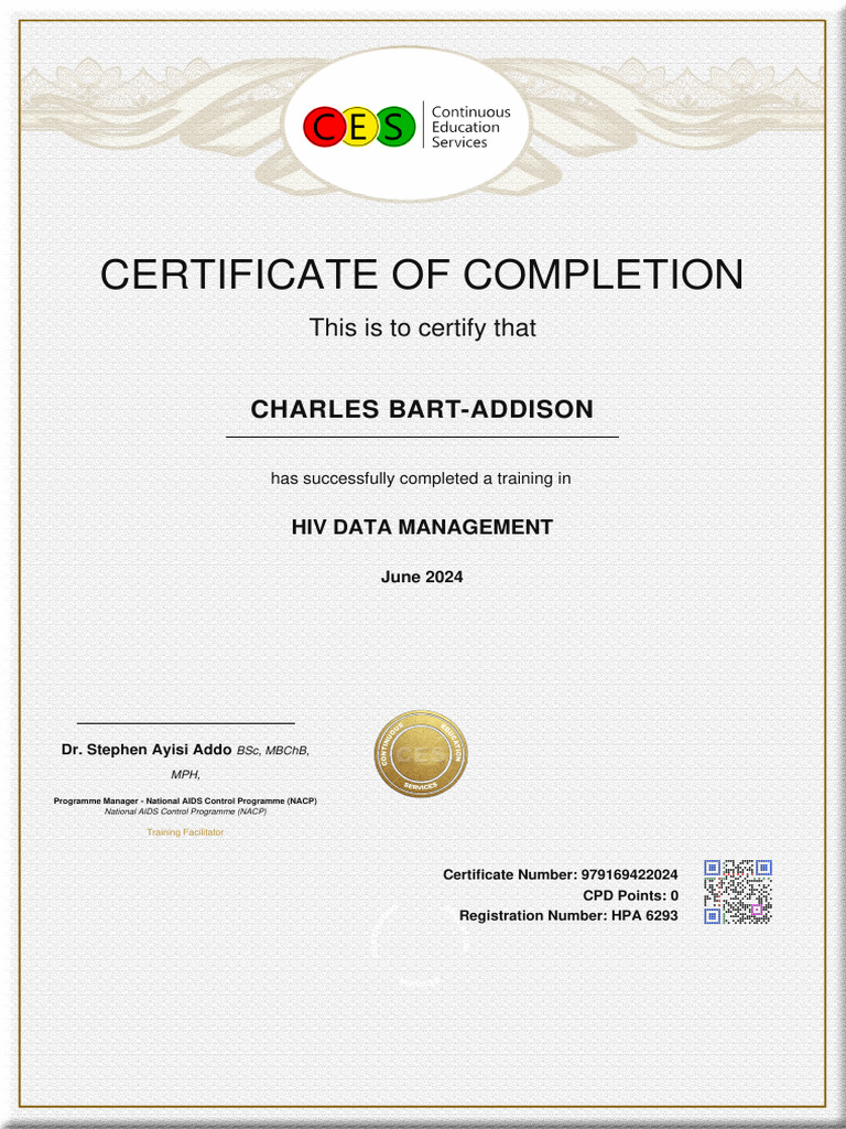 HIV Data Management Training Certificate | PDF