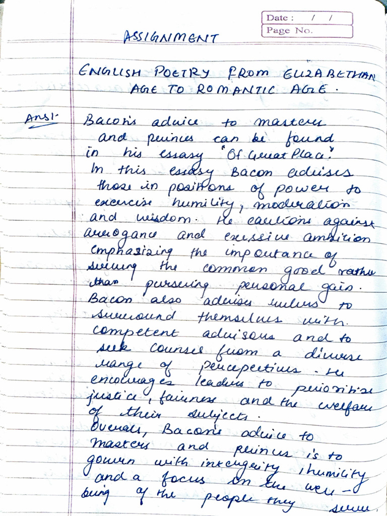 NISHTHA-English Poetry From Elizabethan Age Assignment Year1 Semester 2 ...