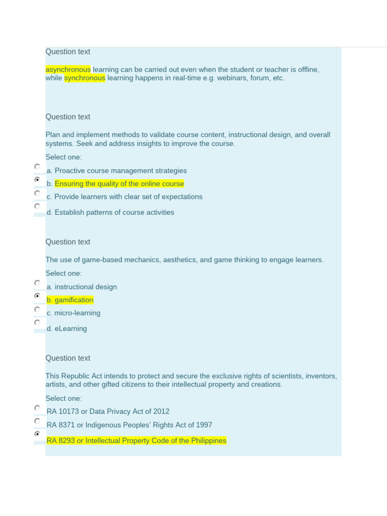 Quiz 1 1 | PDF | Educational Technology | Learning