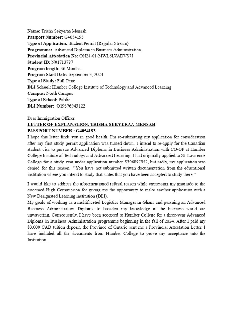 Statement of Purpose TRISHA FINAL | PDF | Logistics | Expense