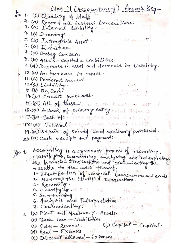 Accountancy Answers Key | PDF