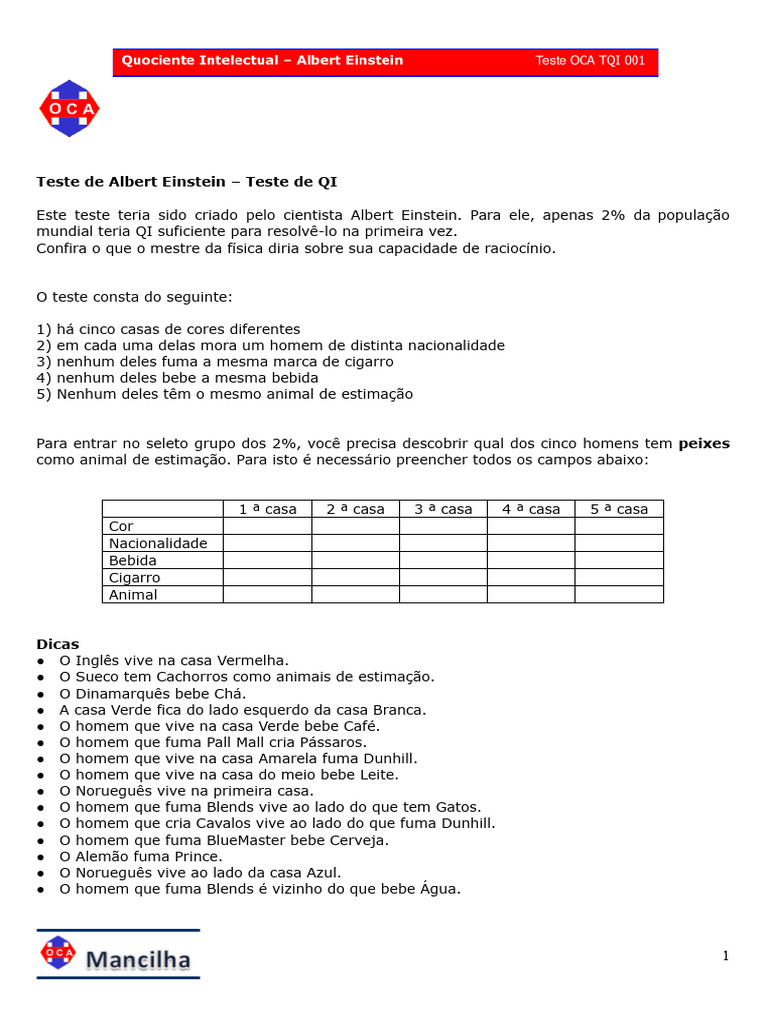 Teste Qi Einstein | PDF