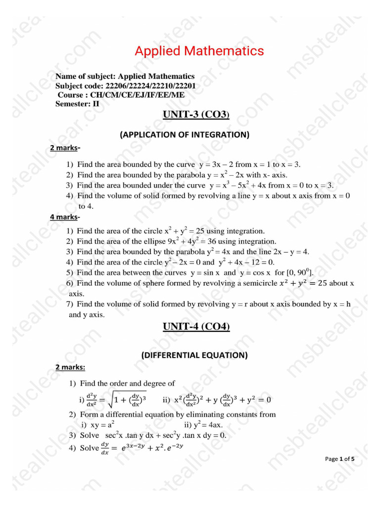 Applied Mathematics Imp Questions | PDF