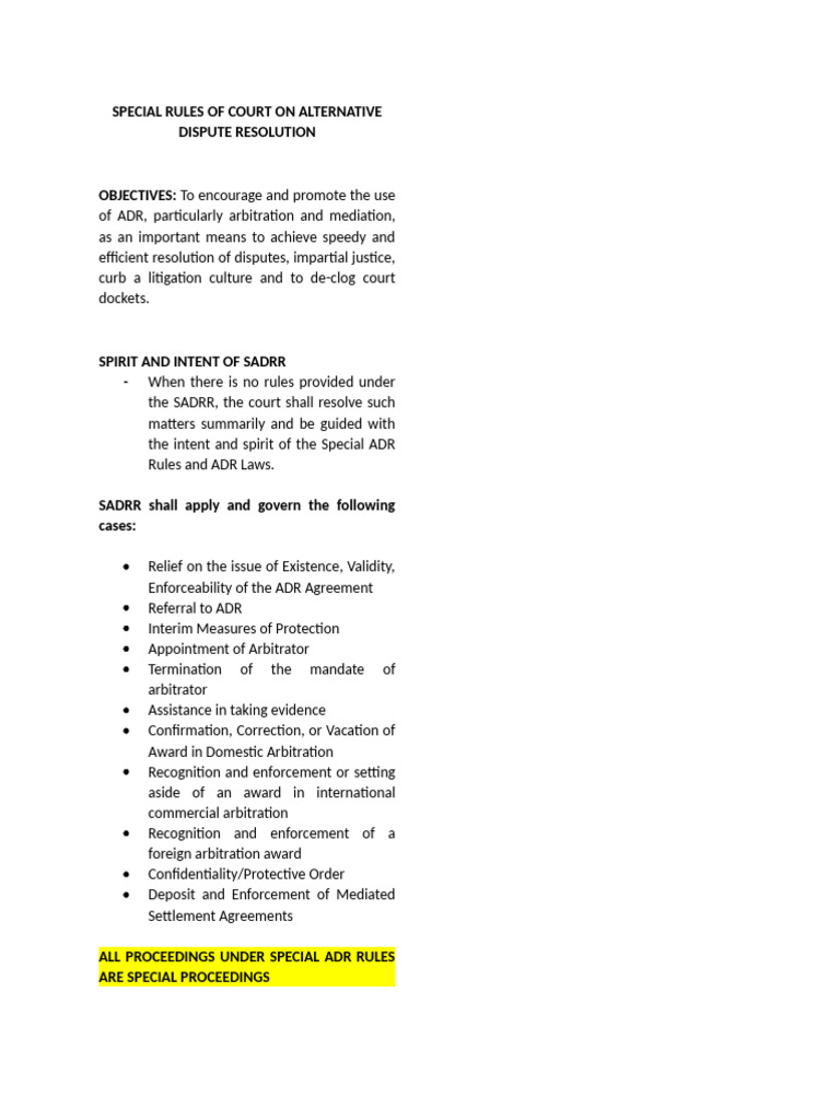 Special Rules of Court On Alternative Dispute Resolution | PDF