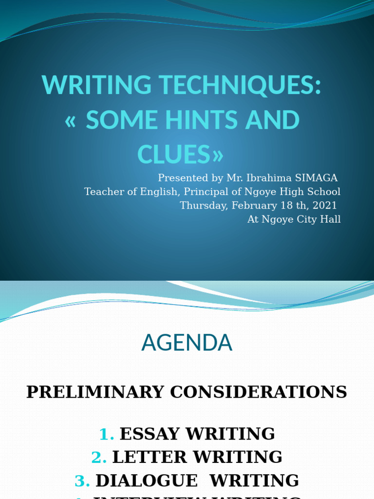 Workshop on Writing Techniques- Some Hints & Clues - Mr. Sims | PDF ...
