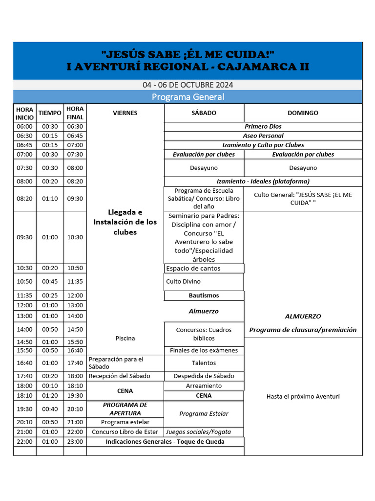 PROGRAMA GENERAL | PDF
