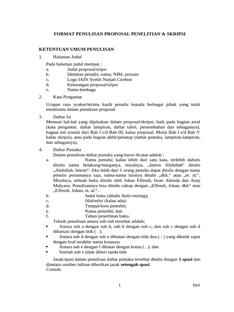 Format Proposal Skripsi | PDF | Seni & Disiplin Bahasa
