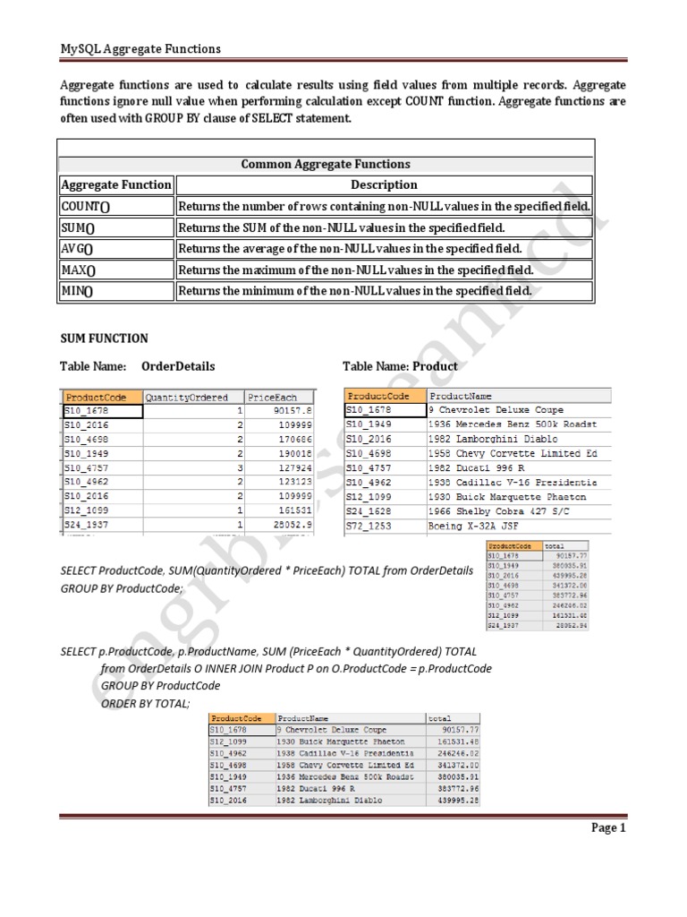 Aggregate Functions | Download Free PDF | Information Retrieval | Computer Data
