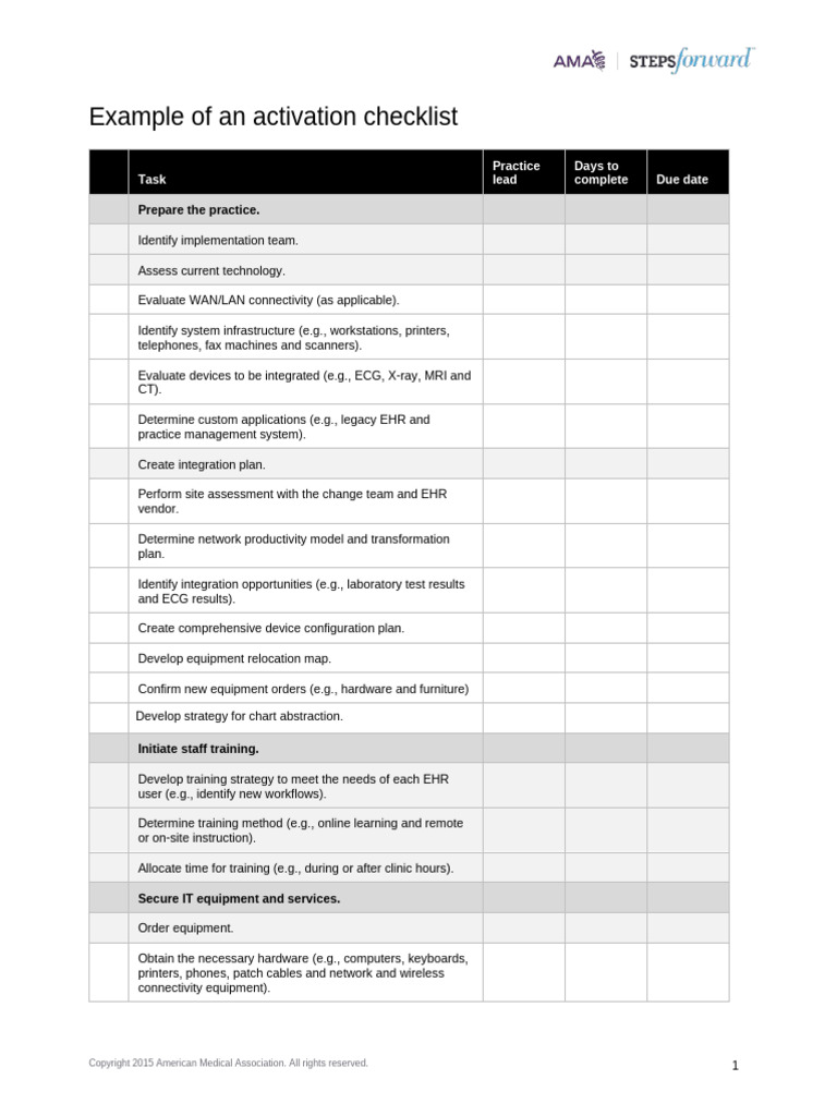 ehr activation checklist interoperability | PDF | Electronic Health ...