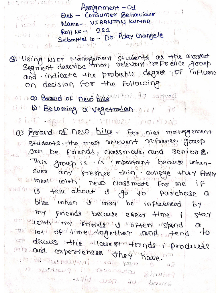 Consumer behaviour Assignment-01 | PDF