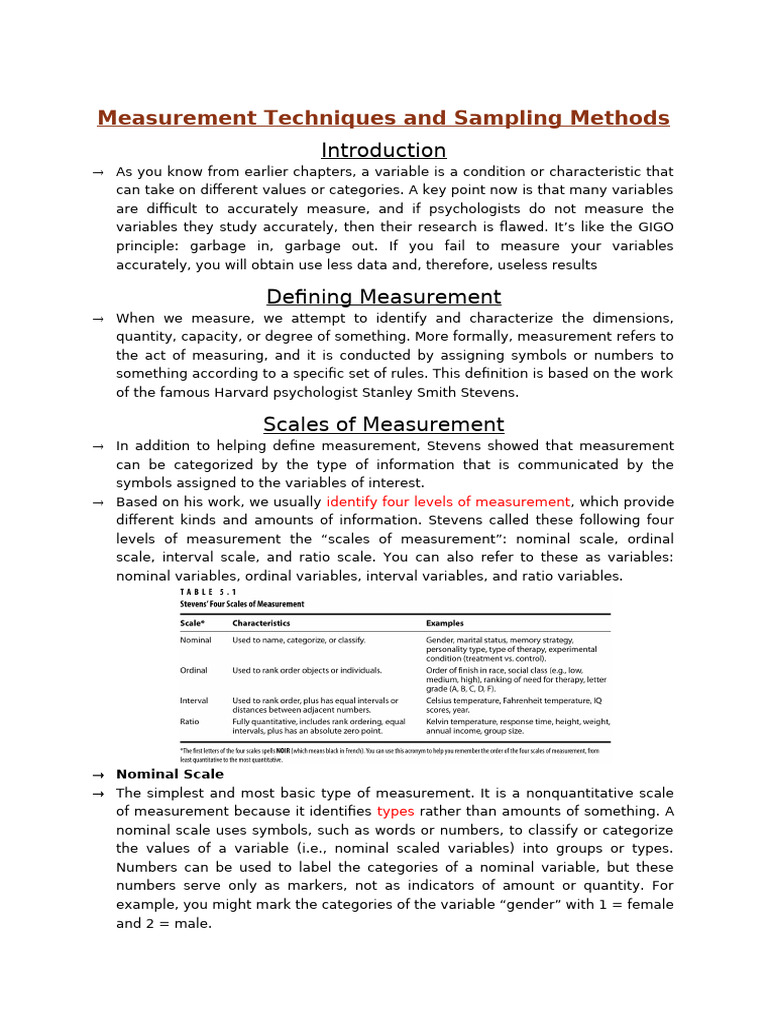 CHAPTER 5 | PDF | Sampling (Statistics) | Level Of Measurement