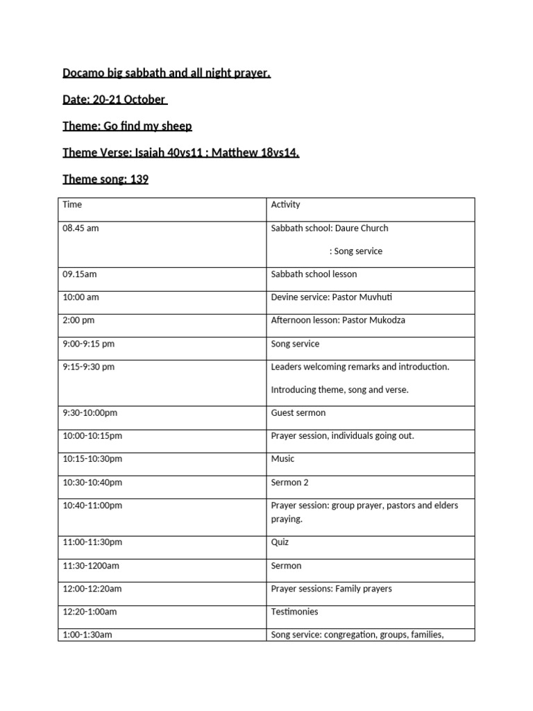 All Night Prayer | PDF | Religion & Spirituality