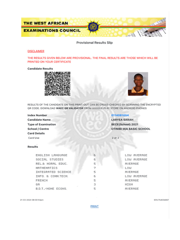 WAEC Candidate EResults | PDF