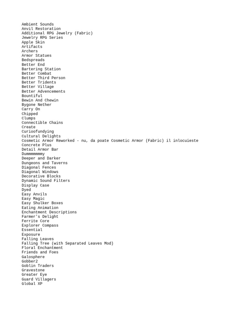 Minecraft Mod Enthusiasts' List | PDF | Poetry