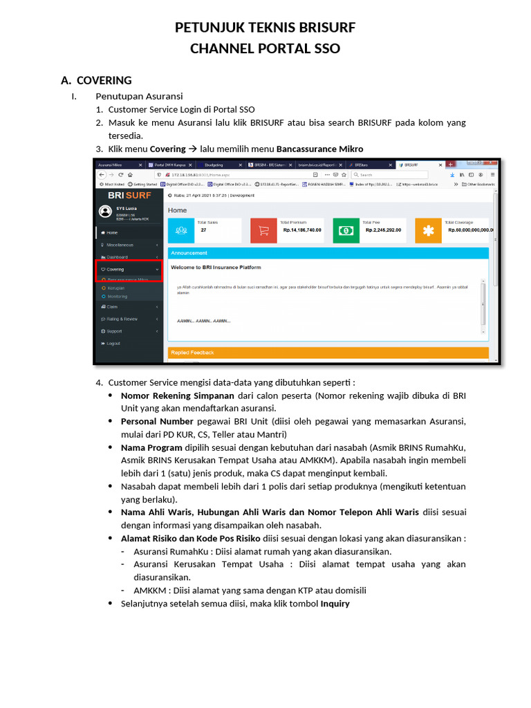 Brisurf - Juknis Sso | PDF
