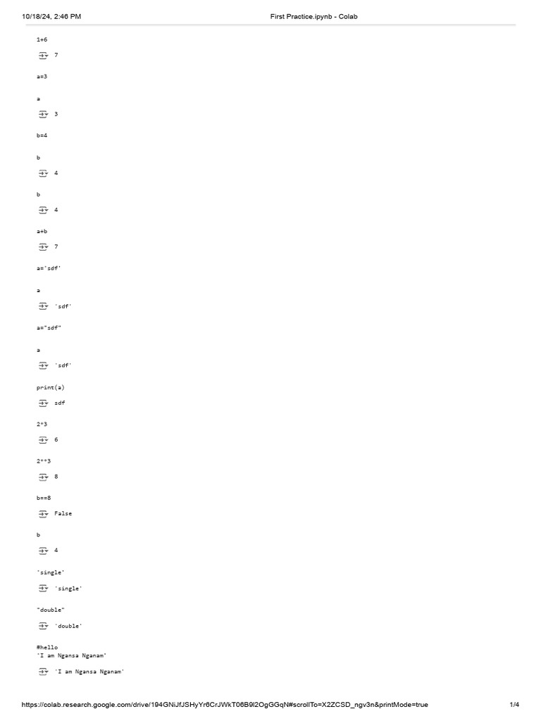 First Practice - Ipynb - Colab | PDF | Teaching Methods & Materials