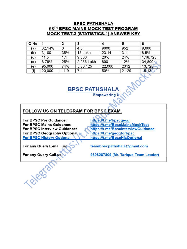 Mock Test-3 (Statistics-1) Answer Key | PDF | Technology & Engineering