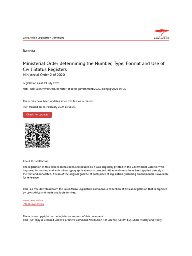 Ministerial Order determining the Number Type Format and Use of Civil ...