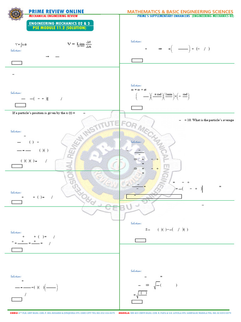 TAKE-HOME-EXAM-19-ENGINEERING-MECHANICS-02-AND-03-SOLUTION | PDF | Force | Acceleration