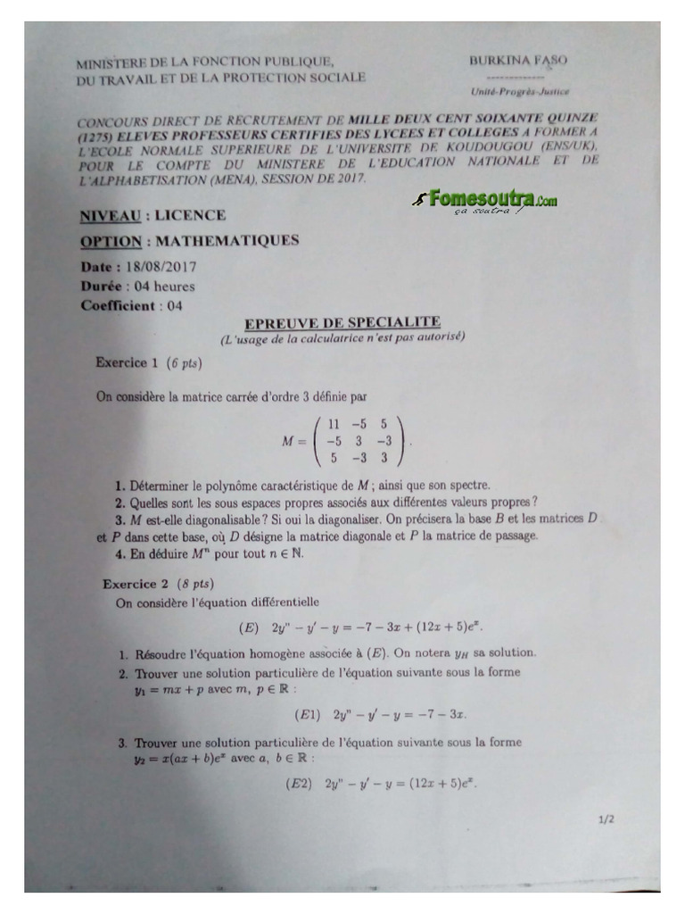 Sujets Capes Maths Ens College Maths Sup | PDF