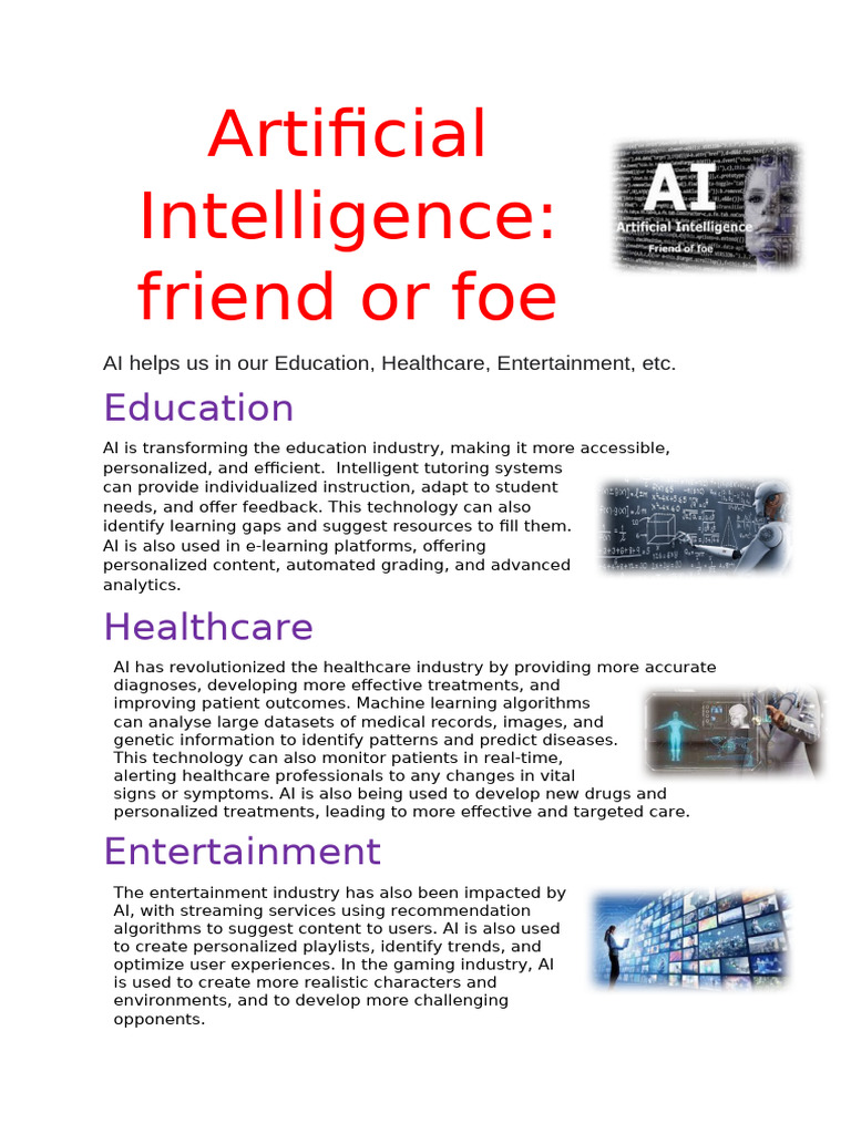 Artificial Intelligence Is Friend or Foe | PDF | Artificial ...