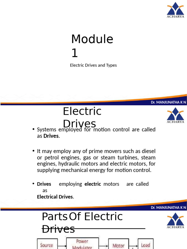 Module 1 Electric Drives | PDF | Electric Motor | Torque