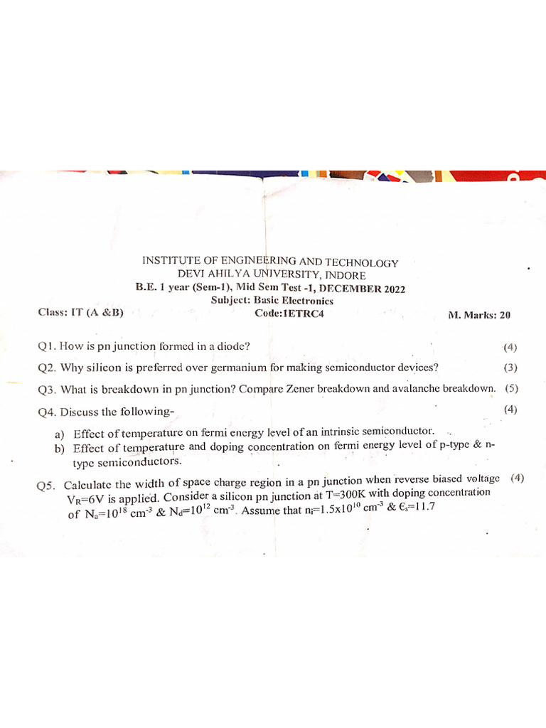 Mst-1 Iet Davv Indore Pyqs | PDF