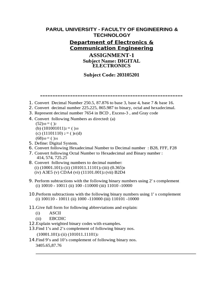 Digital Electronics Assignments Overview | PDF | Logic Gate | Digital Electronics